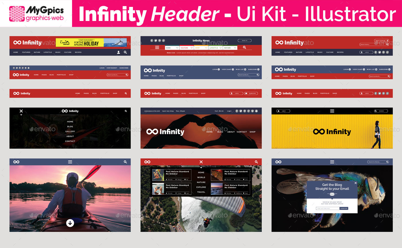 Infinity Header - UI Kit, Web Elements | GraphicRiver